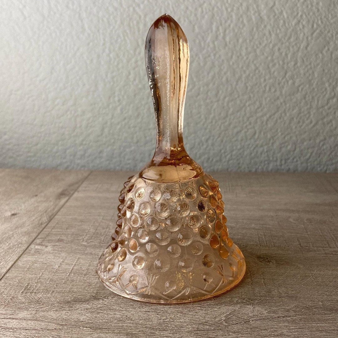 Vintage Glass Bell Pink Hobnail Depression Glass Bell Valentines Day - Etsy