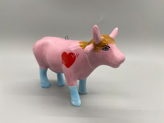 Vintage TM and C 2000 CPH Pink Cow Wearing White Pearl - Etsy