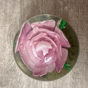 Vintage Paperweight Art Glass Pink Flower Office Decor - Etsy
