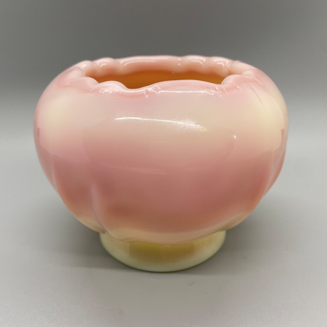 Vintage Fenton Rose Bowl Hues of Pink and Custard Glows UV - Etsy