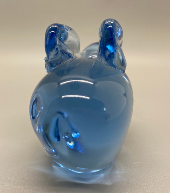 Art & Collectibles Blue Glass Bunny Figurine Vintage Blown Glass Blue ...