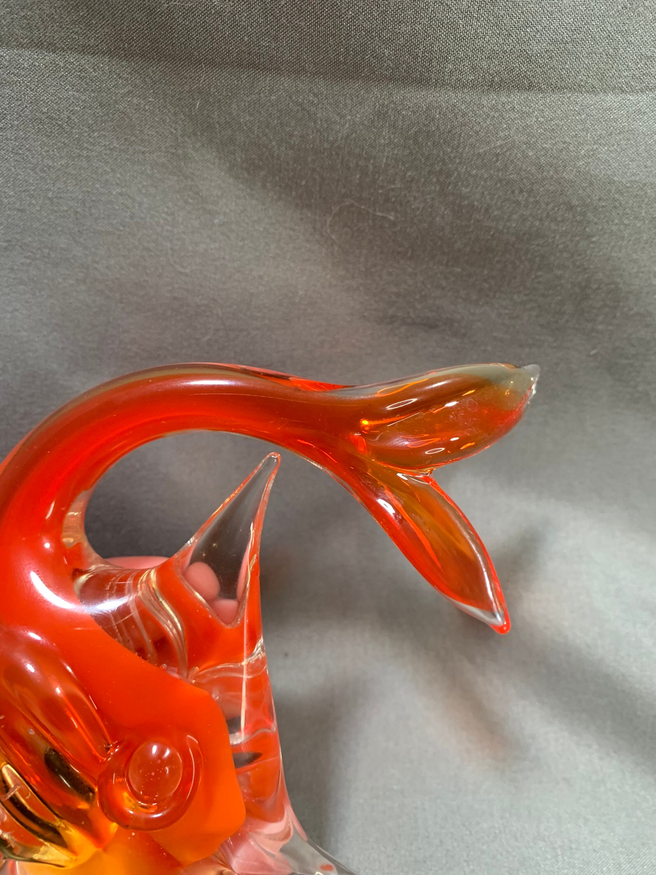 Vintage Murano Art Glass Swordfish Orange With Original Sticker - Etsy