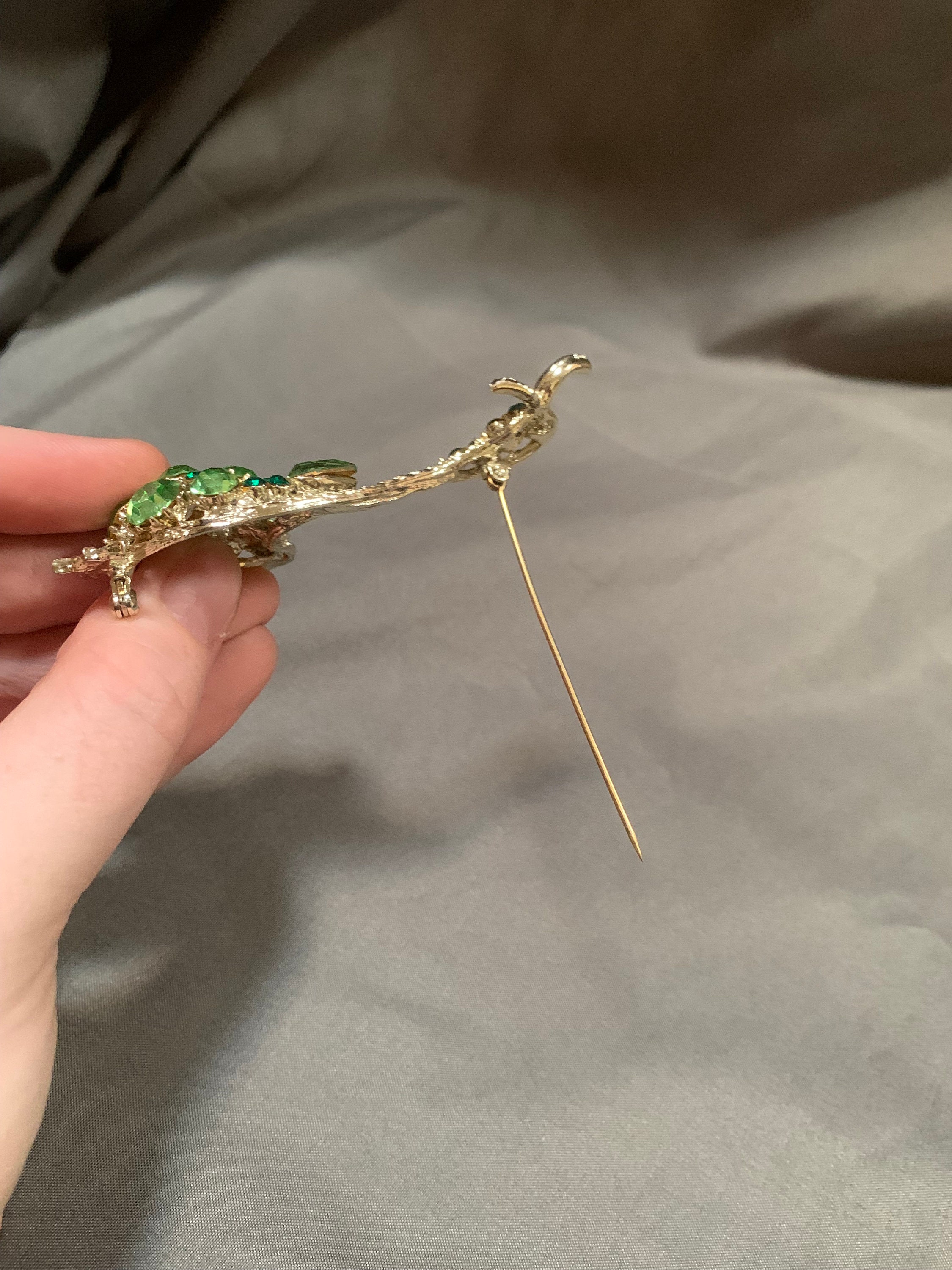 Vintage Uranium Glass Rhinestone Metal Duck Brooch - Etsy