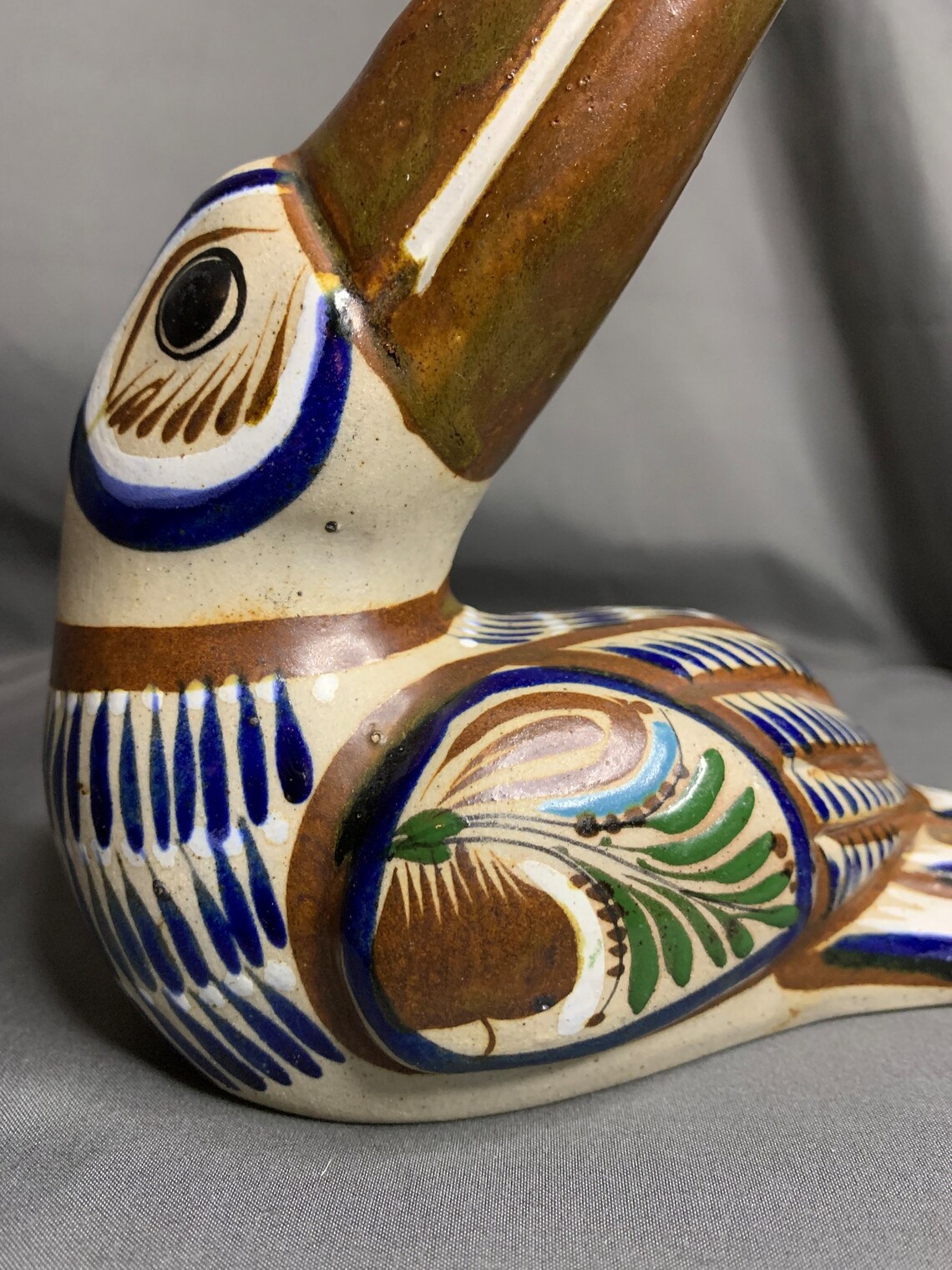 Vintage Hand Painted Folk Art Mexican Pottery Toucan Bird Figure Signed ...