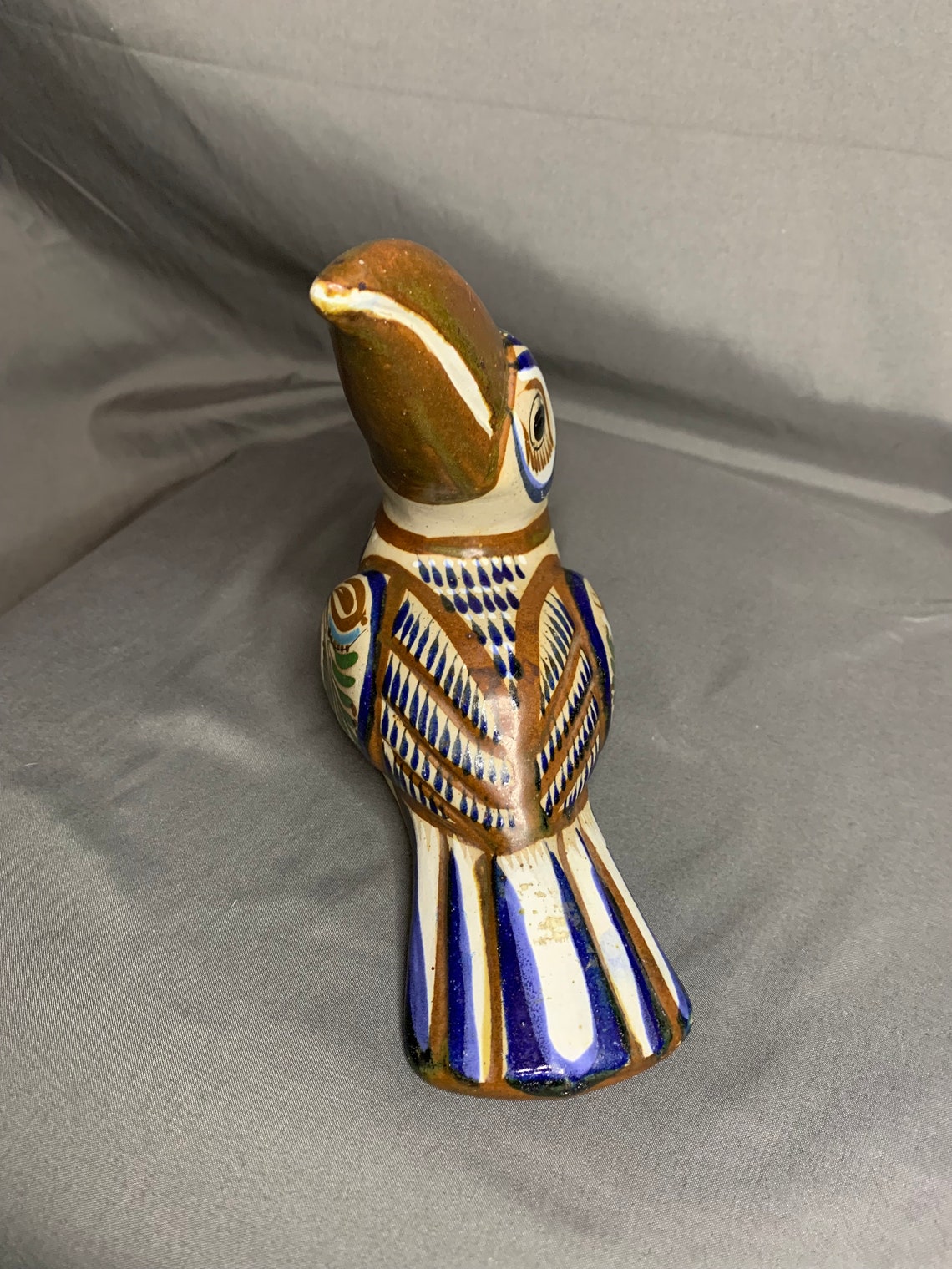 Vintage Hand Painted Folk Art Mexican Pottery Toucan Bird Figure Signed ...