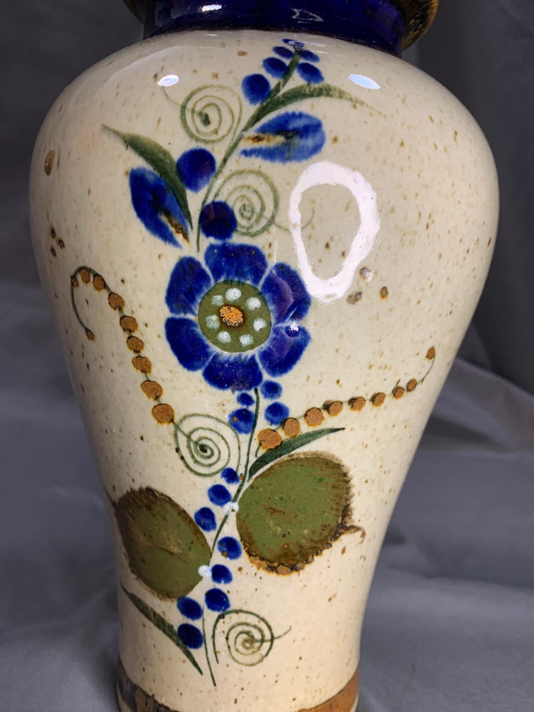 Vintage Mexican Folk Art Stoneware Pottery Vase - Etsy