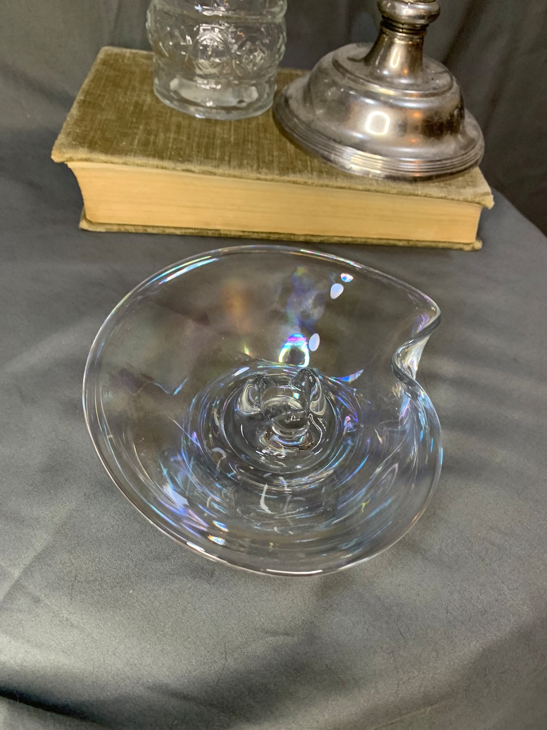Vintage Iridescent Oil Slick Art Glass Candlestick Holder - Etsy