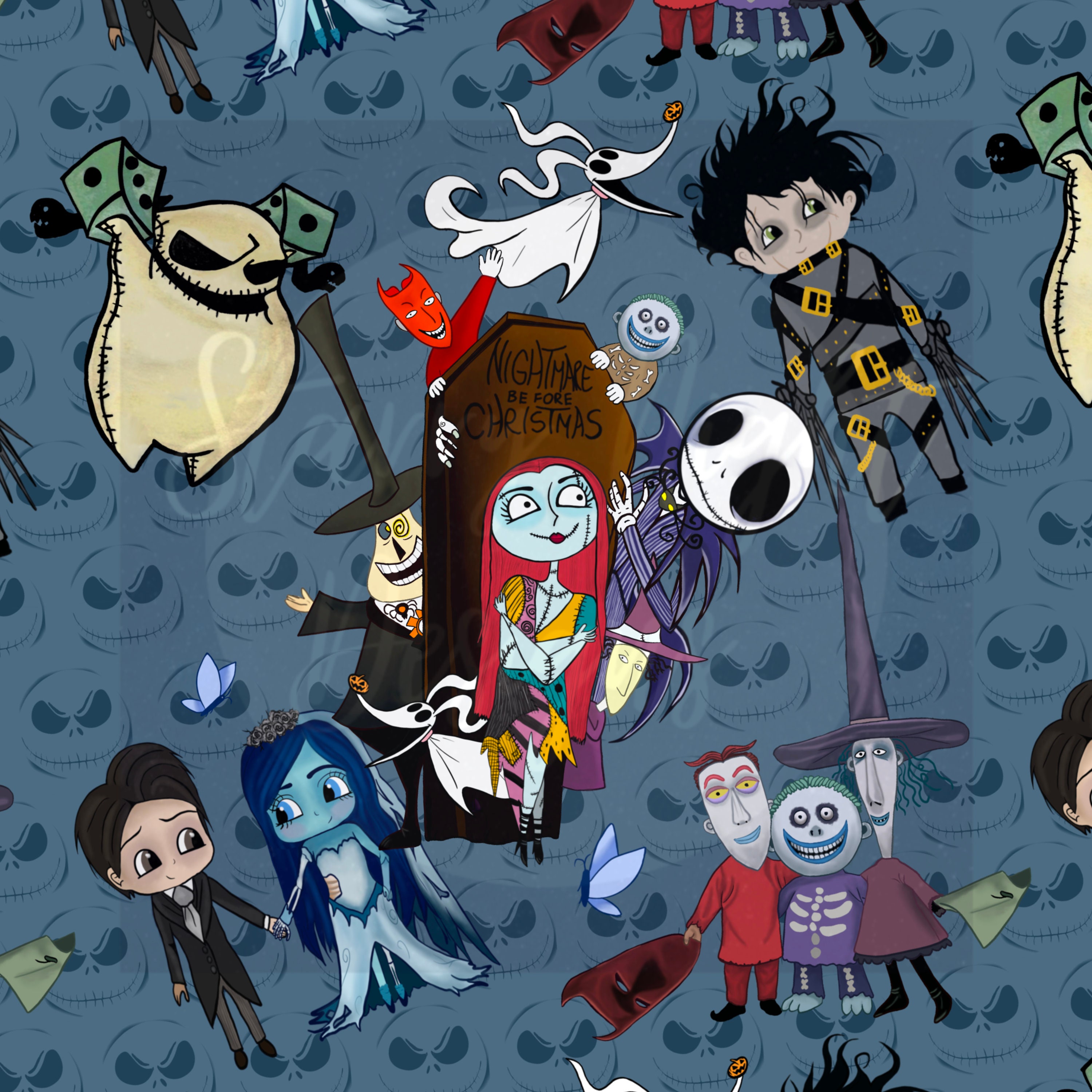 NBC Seamless Design, Jack, Sally, Spooky Surface Pattern Design ...