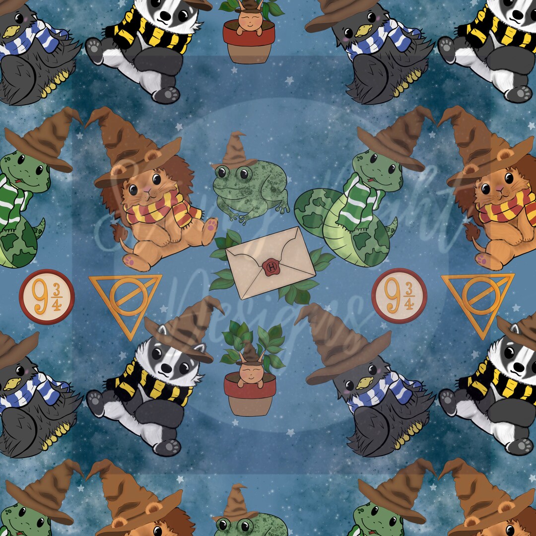 Wizarding Mascots Seamless Design, Surface Pattern Design, Illustration ...