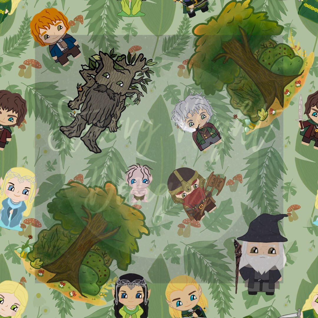 LOTR Seamless Design, Bilbo, Wizard, Magical Surface Pattern Design ...