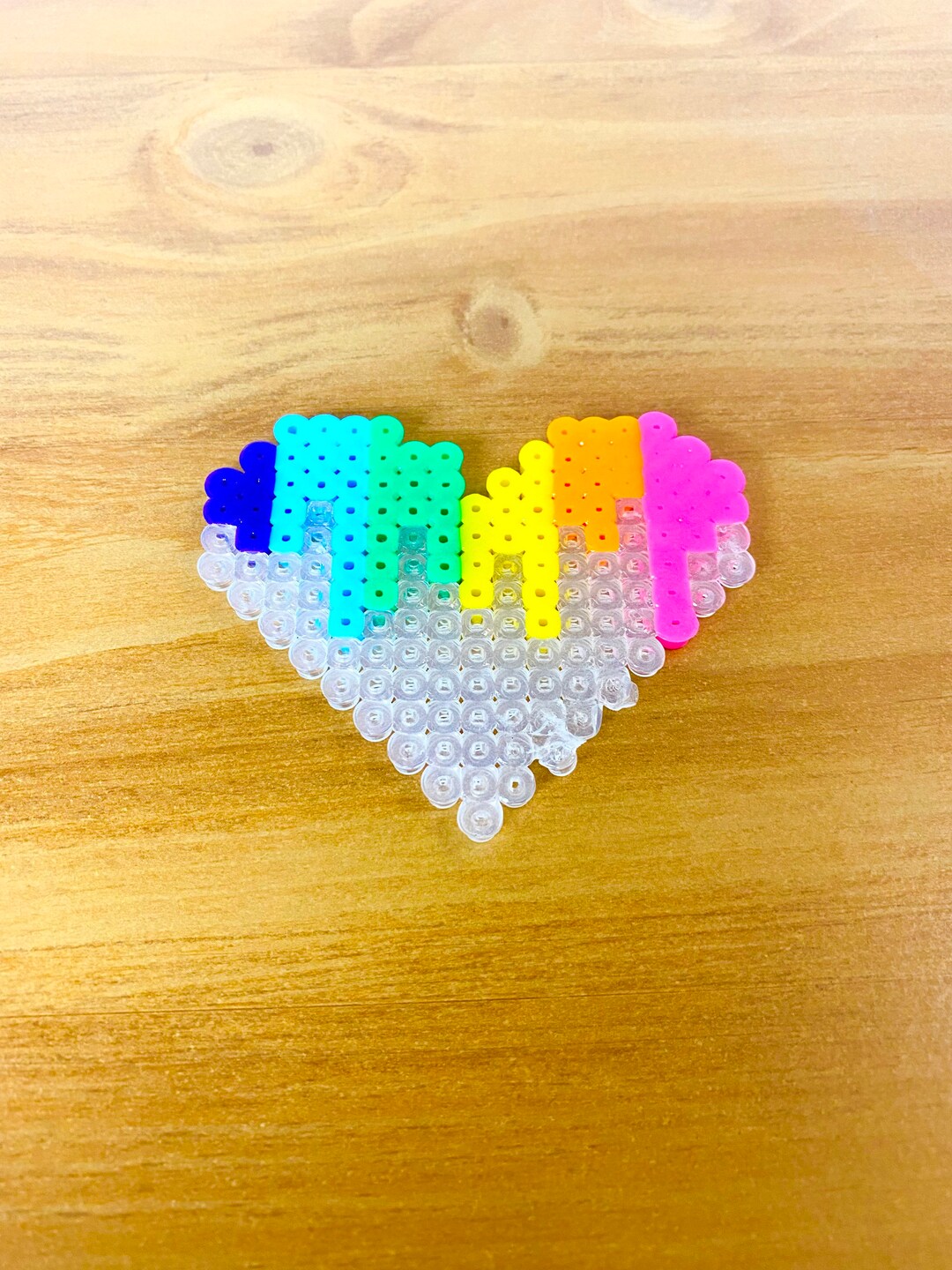 Perler Clear Rainbow Drip Heart - Etsy