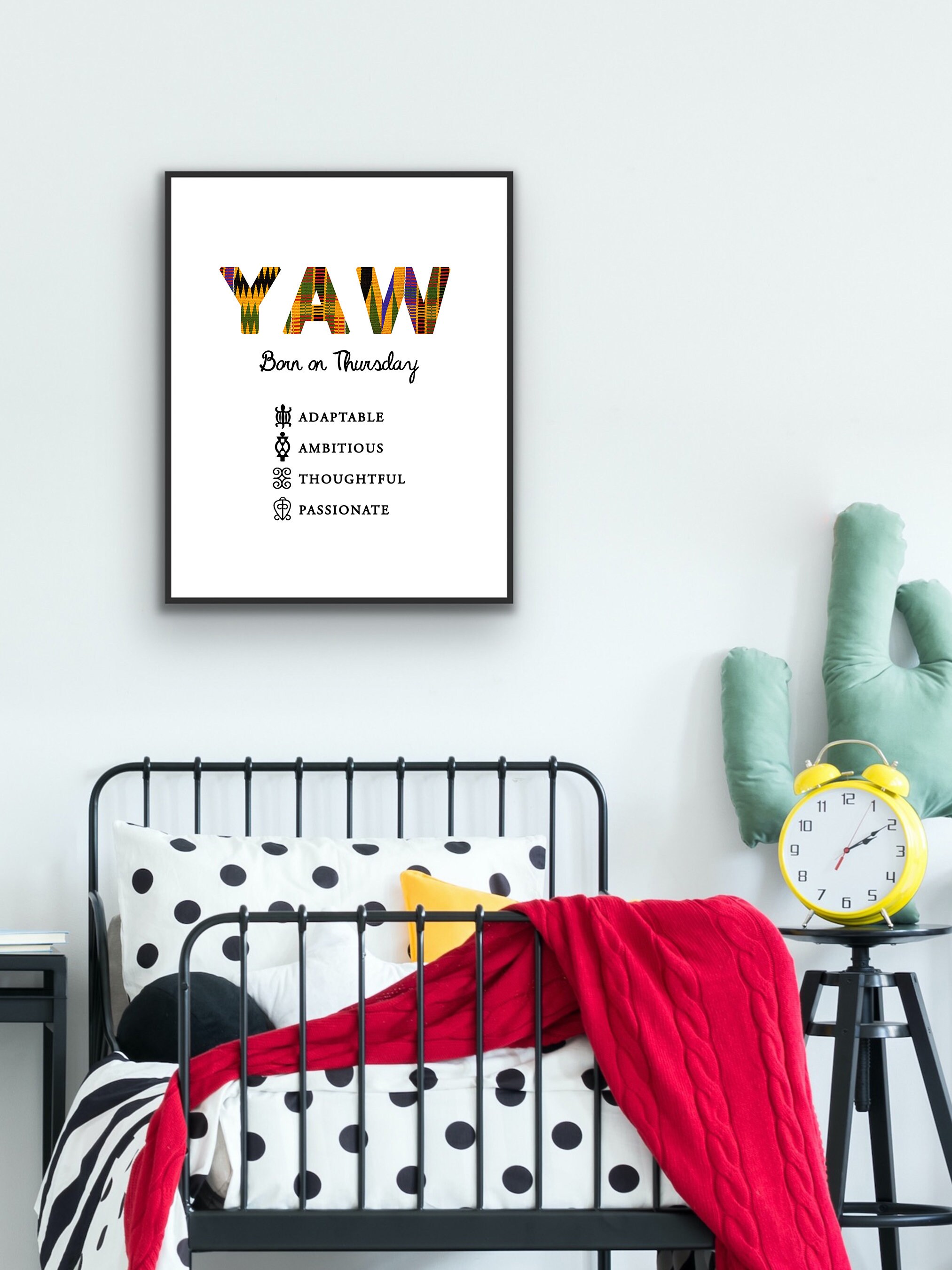 Yaw X Adinkra Thursday Born Male in Kente Digital Print African Wall ...