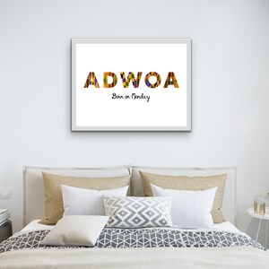 Adwoa ~ Monday Born Female in Kente | Digital Print | African Wall Art ...