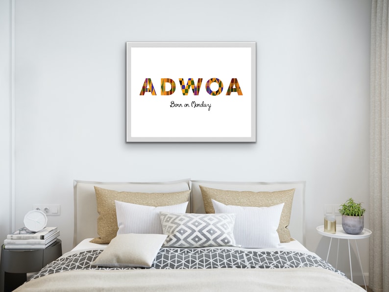 Adwoa ~ Monday Born Female in Kente | Digital Print | African Wall Art ...