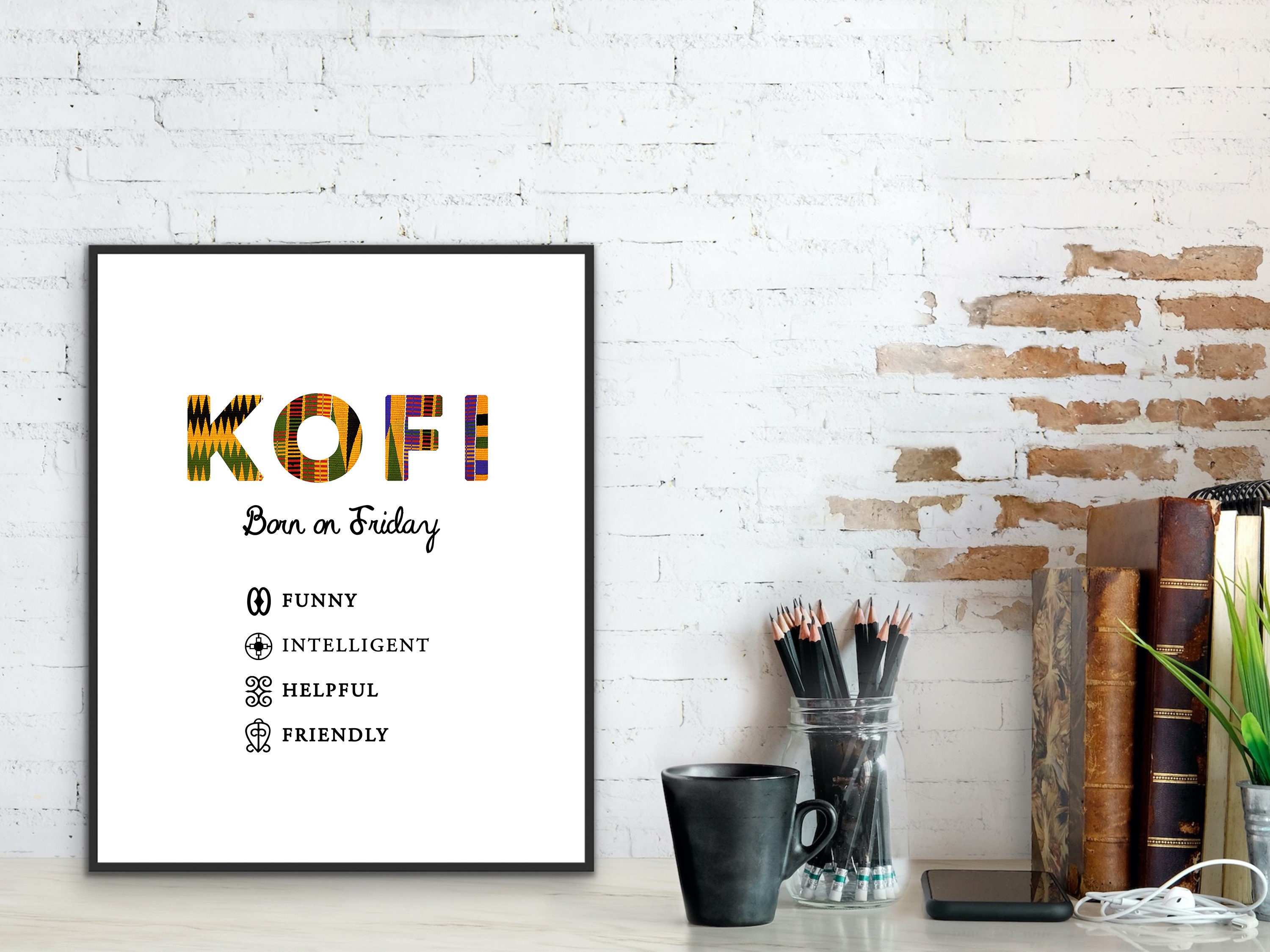 Kofi X Adinkra ~ Friday Born Male in Kente | Digital Print | African ...