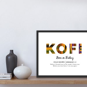 Kofi ~ Friday Born Male in Kente | Digital Print | African Wall Art | Name Print | Ghana ...