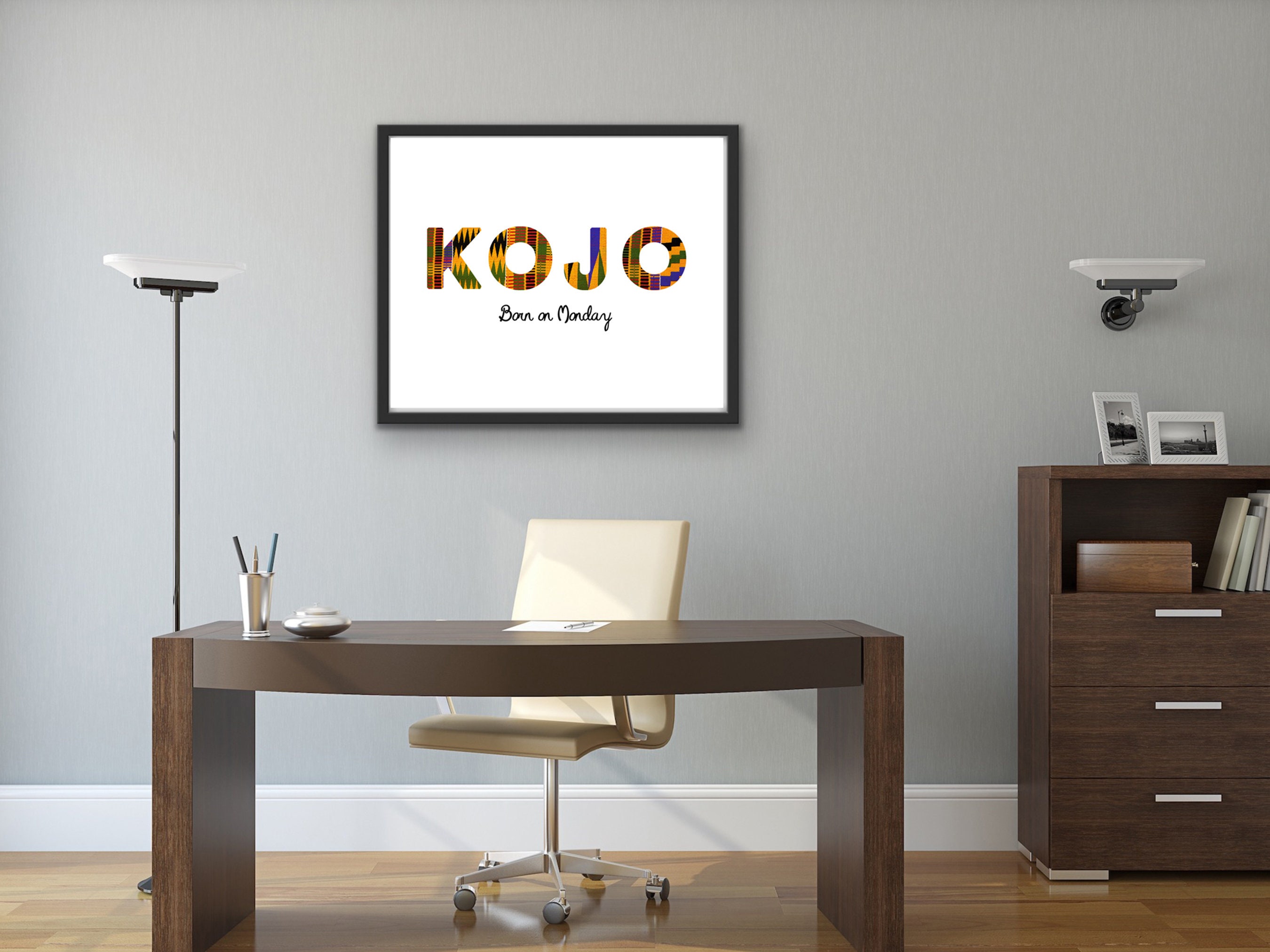 Kojo Monday Born Male in Kente Digital Print African Wall Art Name ...