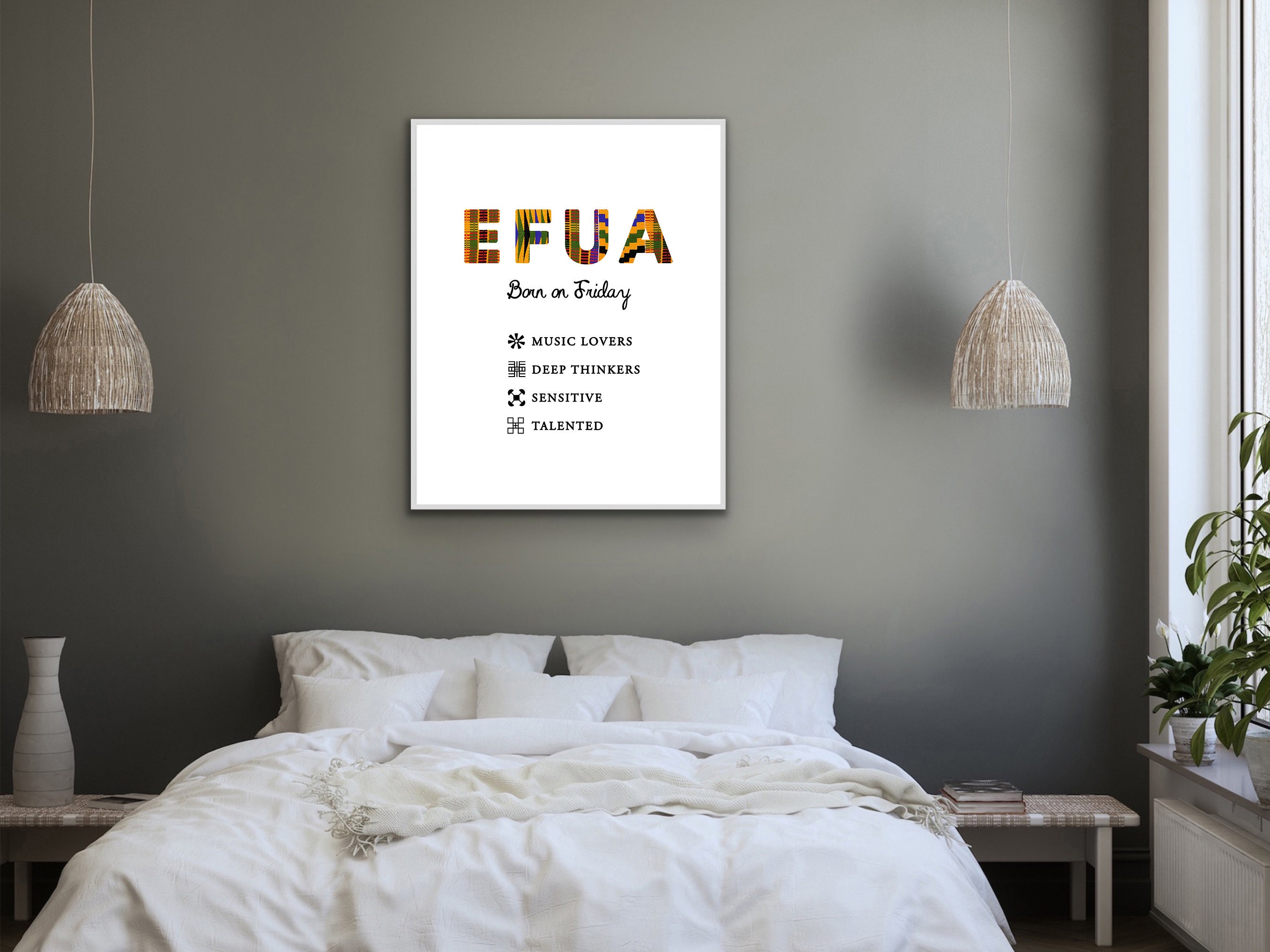 Efua X Adinkra Friday Born Female in Kente Digital Print African Wall ...