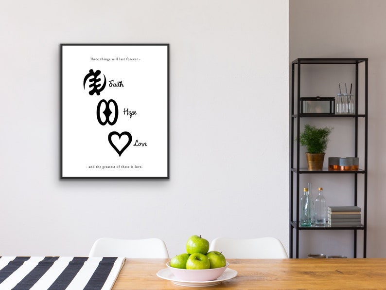 Faith Hope Love X Adinkra in Black & Kente Portrait | Digital Print ...