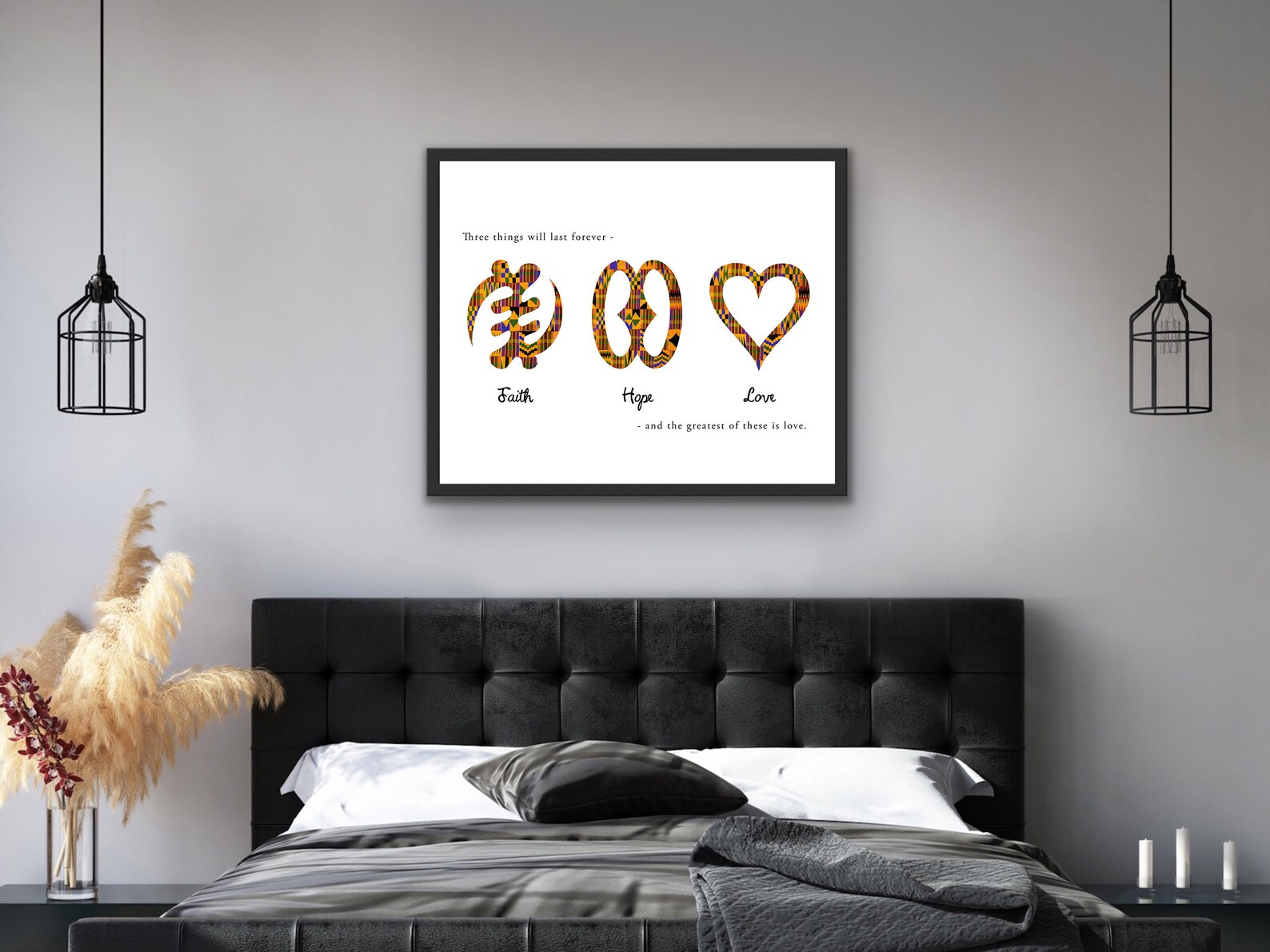 Faith Hope Love X Adinkra in Black & Kente Landscape | Digital Print ...