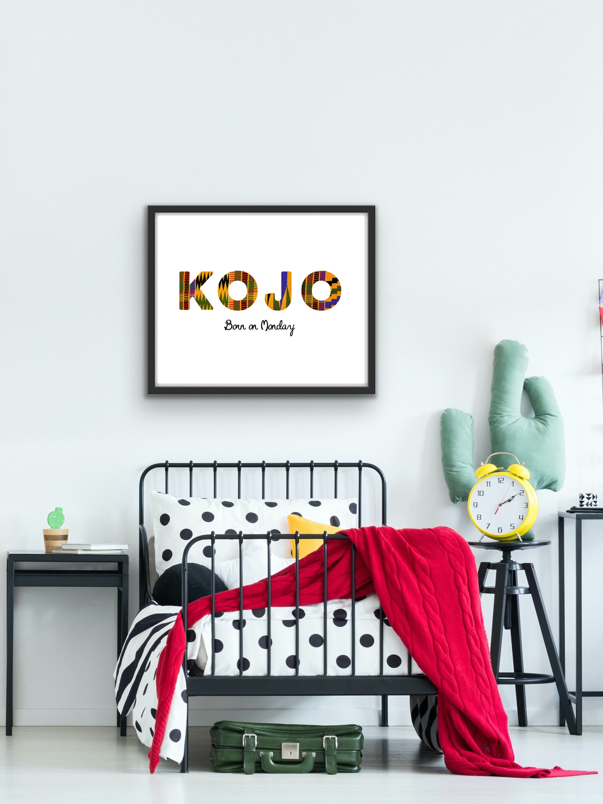 Kojo Monday Born Male in Kente Digital Print African Wall Art Name ...
