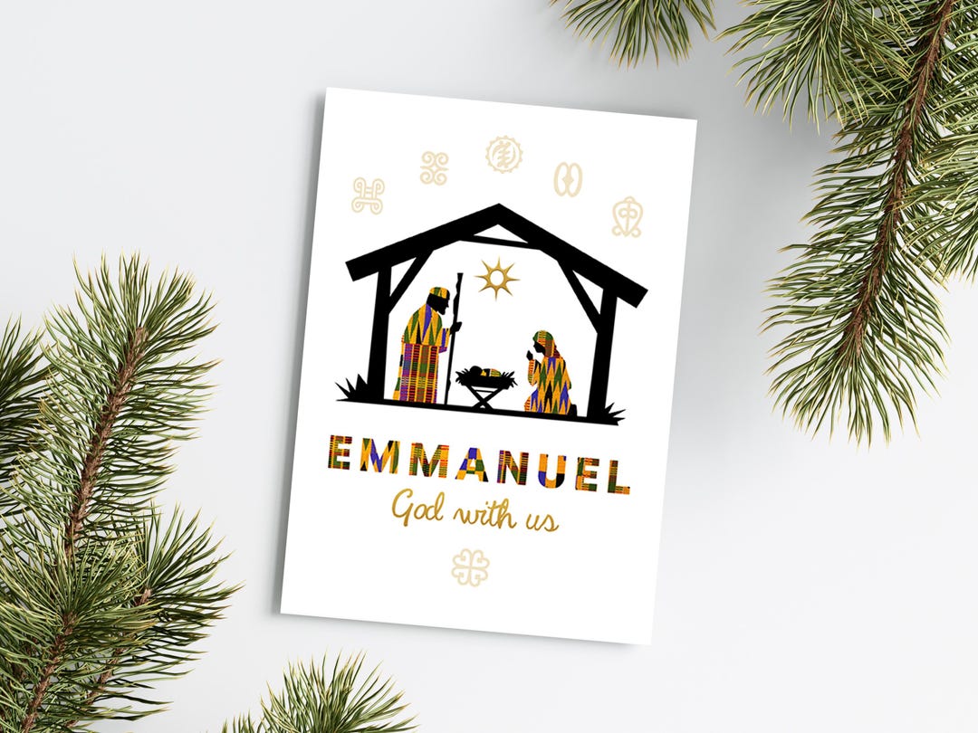 Emmanuel God With Us X Adinkra in Kente A5 Christmas Card | African ...