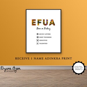 Efua X Adinkra Friday Born Female in Kente Digital Print African Wall ...
