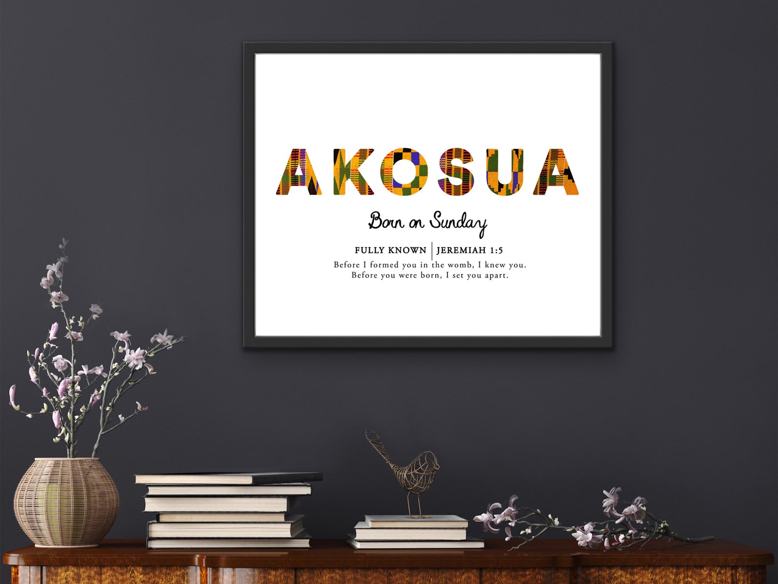 Akosua ~ Sunday Born Female in Kente | Digital Print | African Wall Art ...