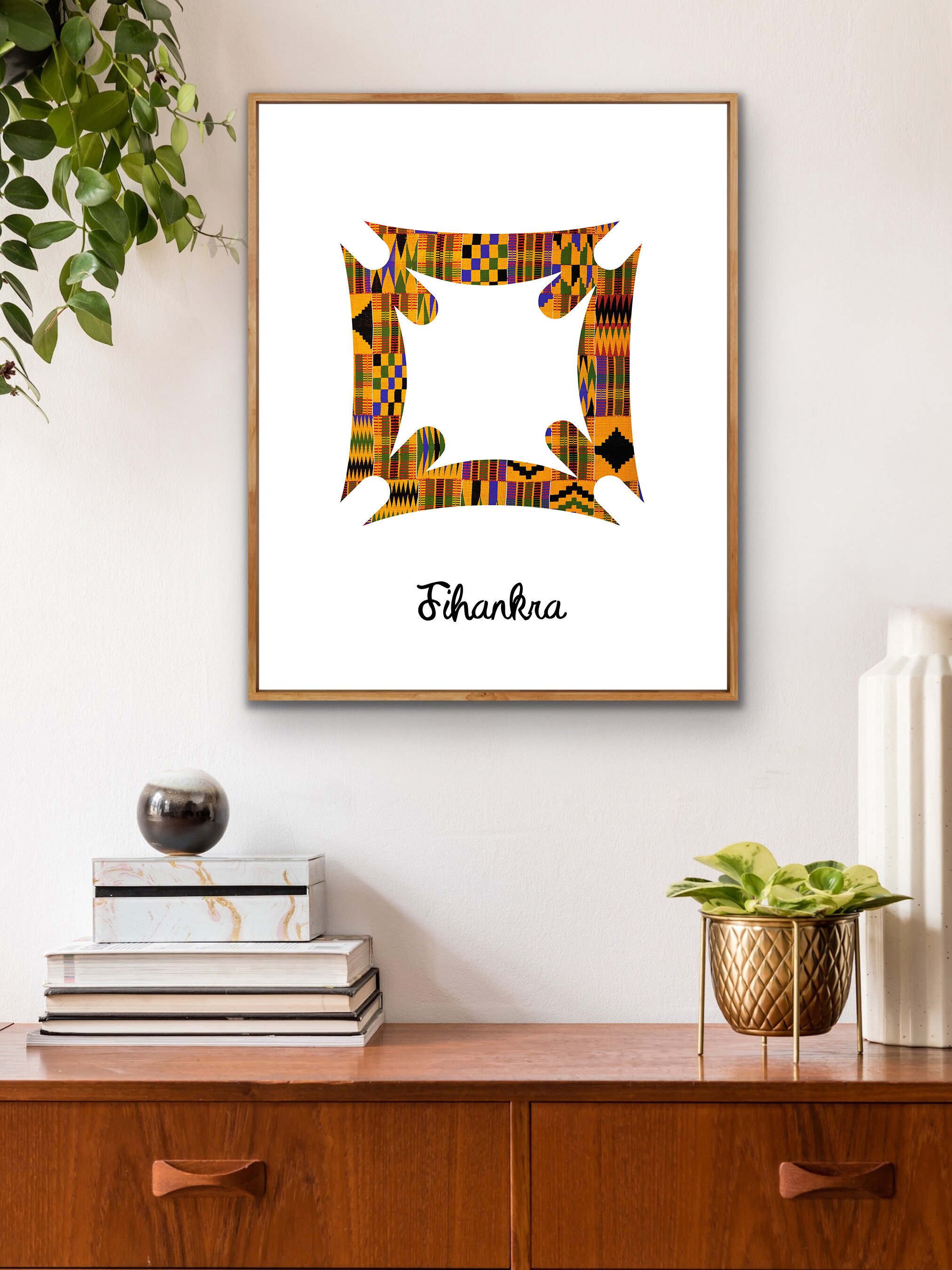 Fihankra Safety in Kente Digital Print African Wall Art Adinkra Symbol ...