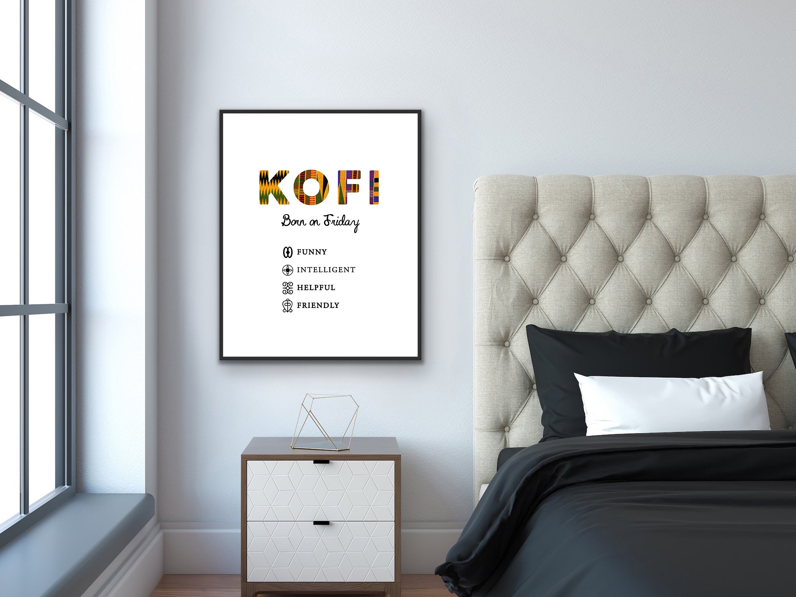 Kofi X Adinkra ~ Friday Born Male in Kente | Digital Print | African ...