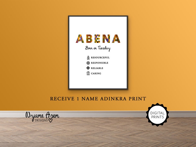 Abena ~ Tuesday Born Female in Kente | Digital Print | African Wall Art ...