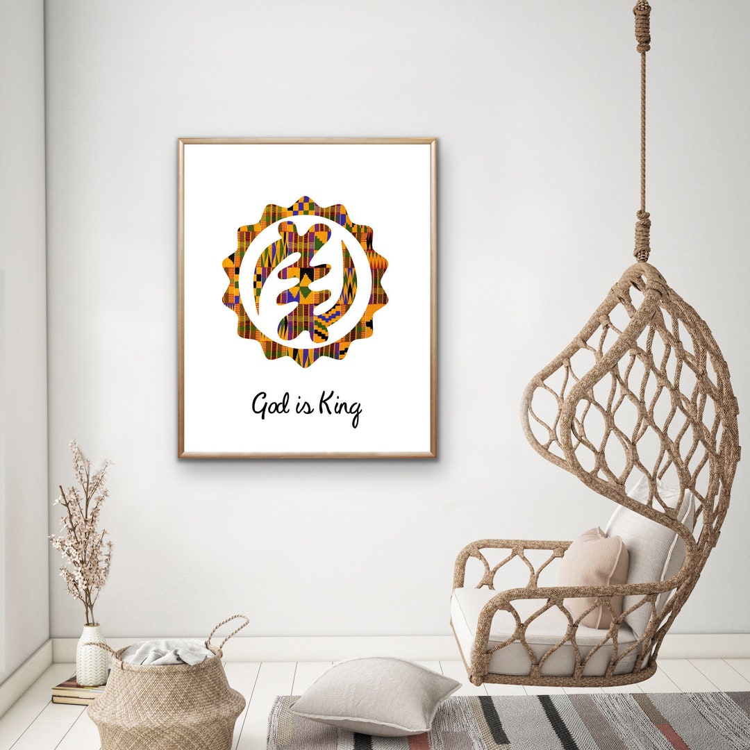 Nyame Ye Ohene ~ God is King in Kente | Digital Print | African Wall ...
