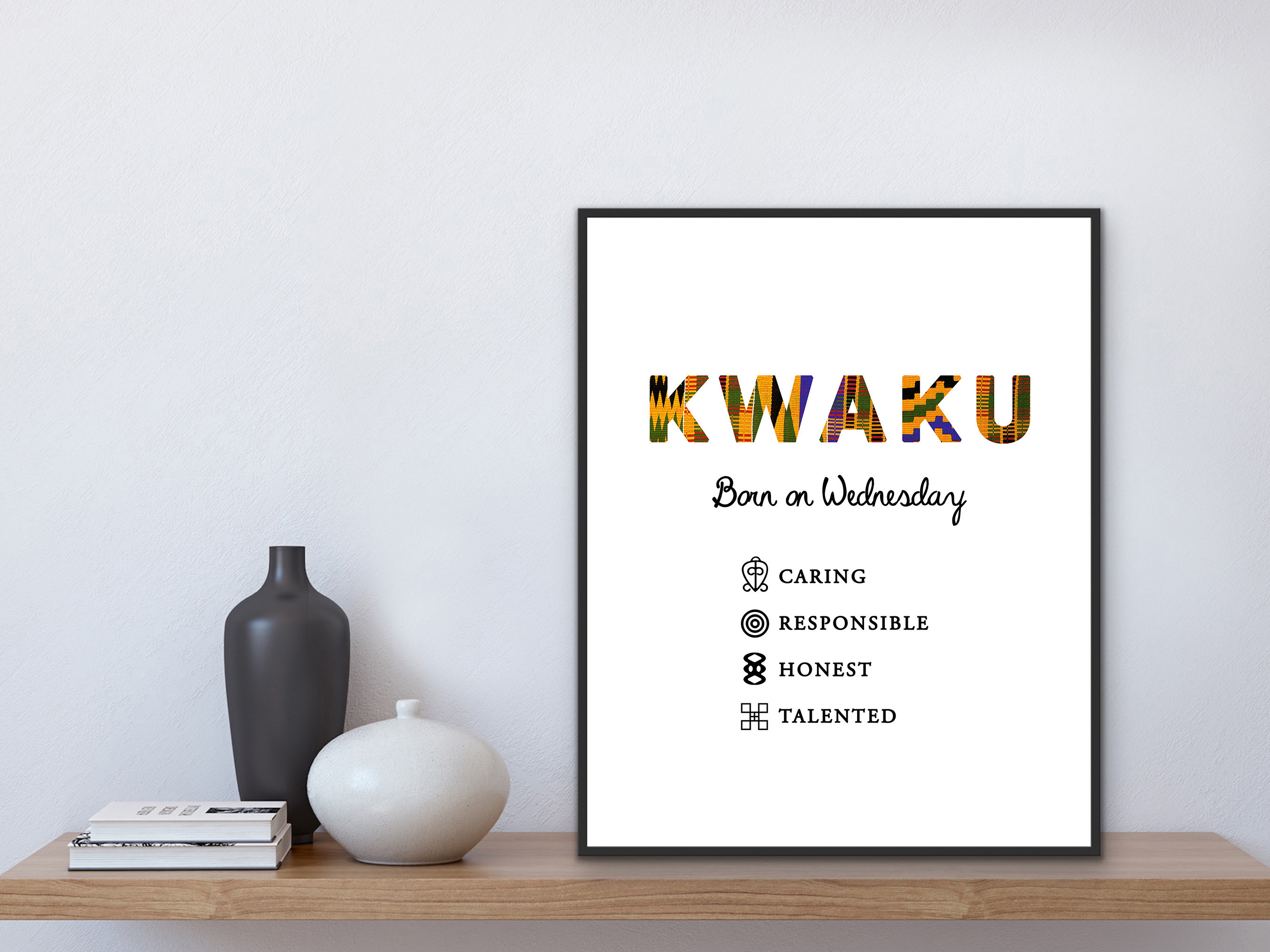Kwaku X Adinkra ~ Wednesday Born Male in Kente | Digital Print ...