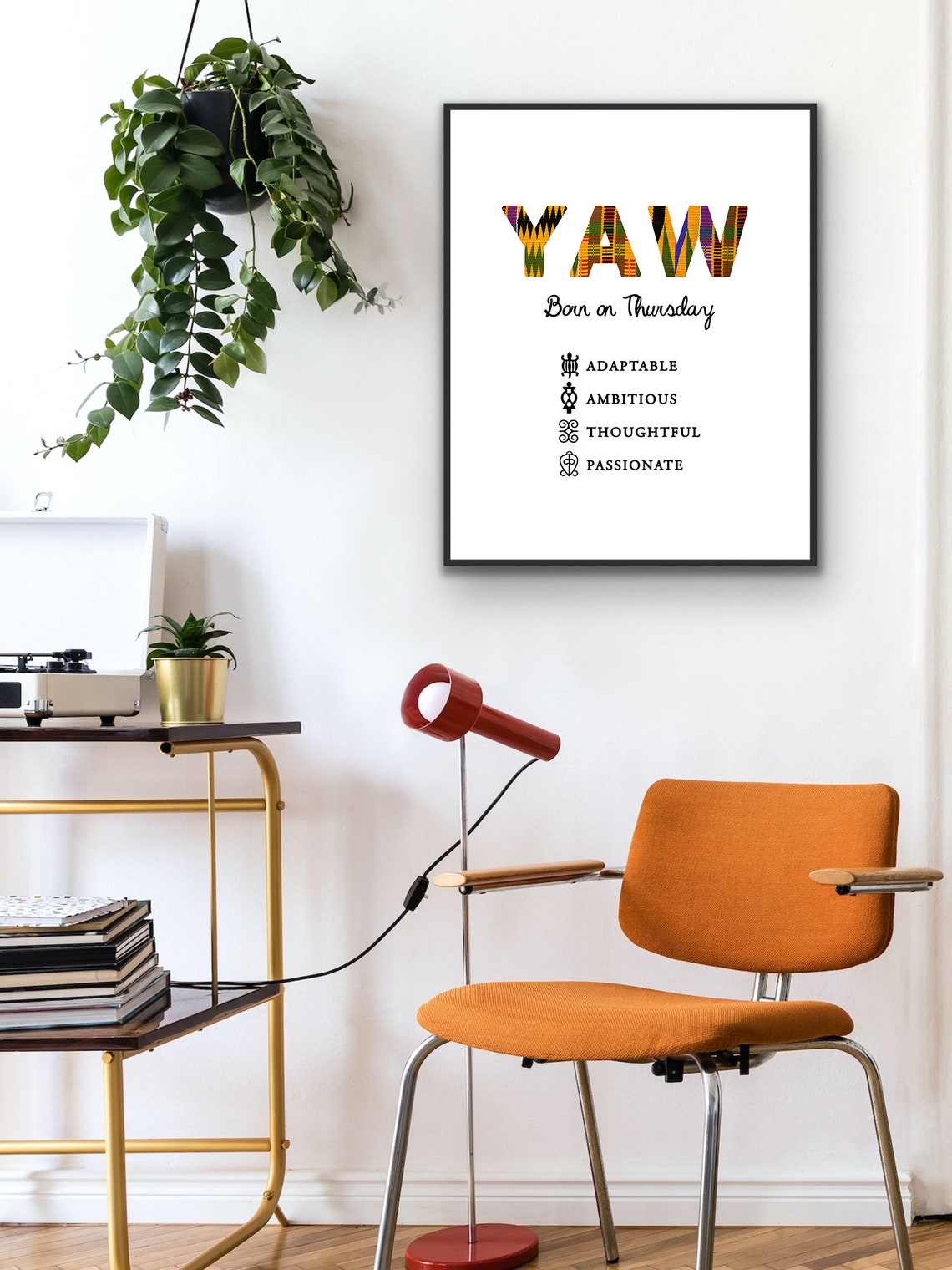 Yaw X Adinkra Thursday Born Male in Kente Digital Print African Wall ...