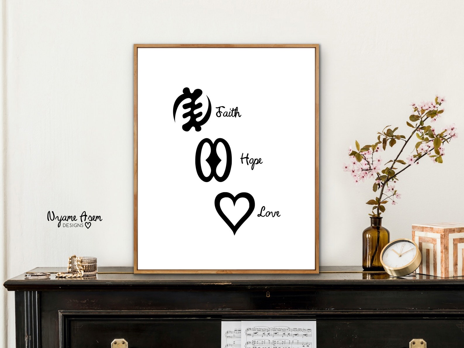 Faith Hope Love X Adinkra in Black & Kente Portrait | Digital Print ...