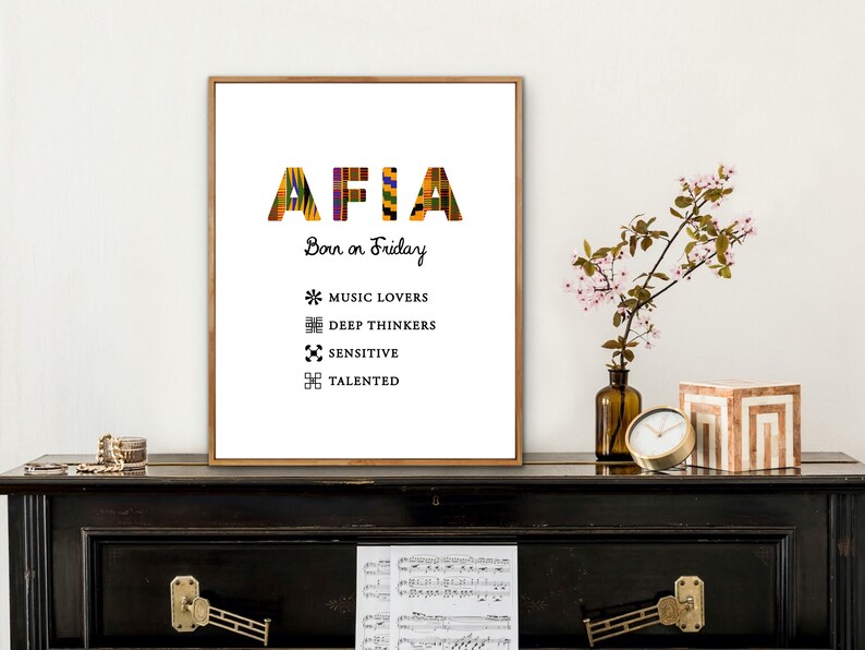 Afia X Adinkra Friday Born Female in Kente Digital Print African Wall ...