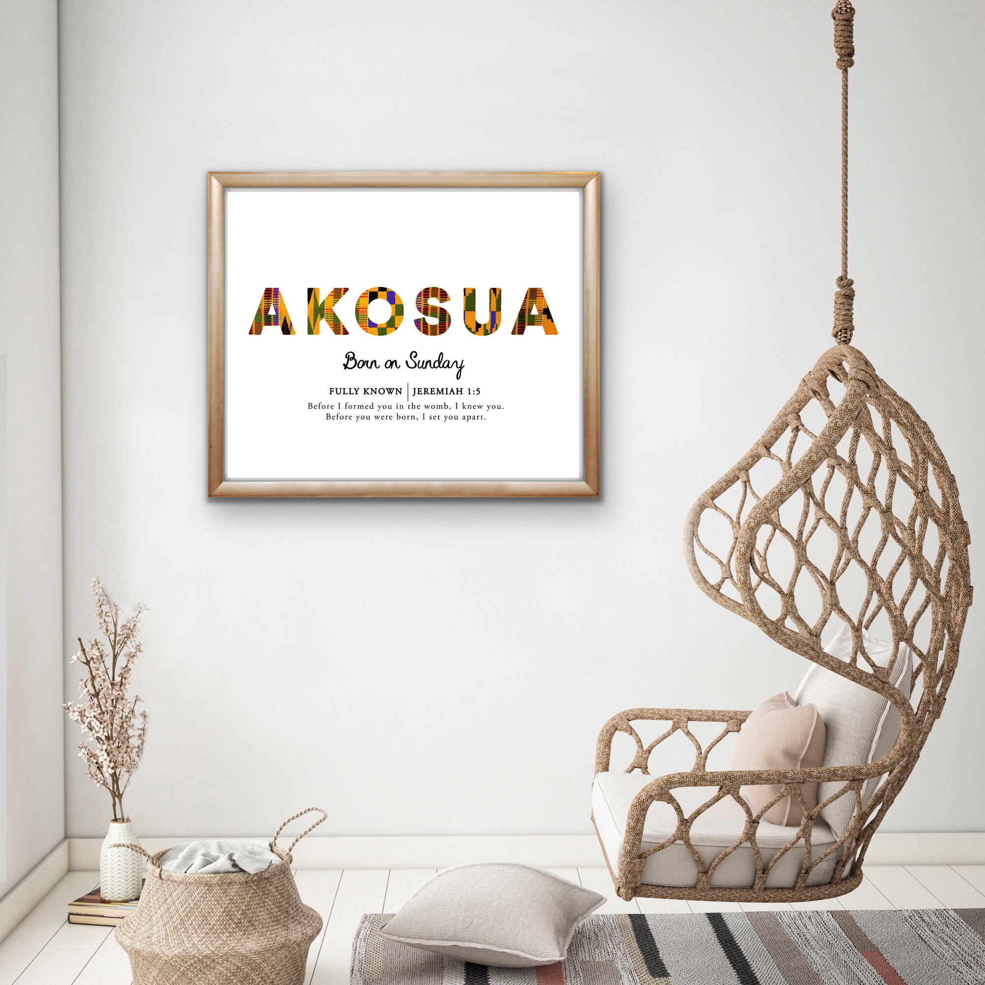 Akosua ~ Sunday Born Female in Kente | Digital Print | African Wall Art ...