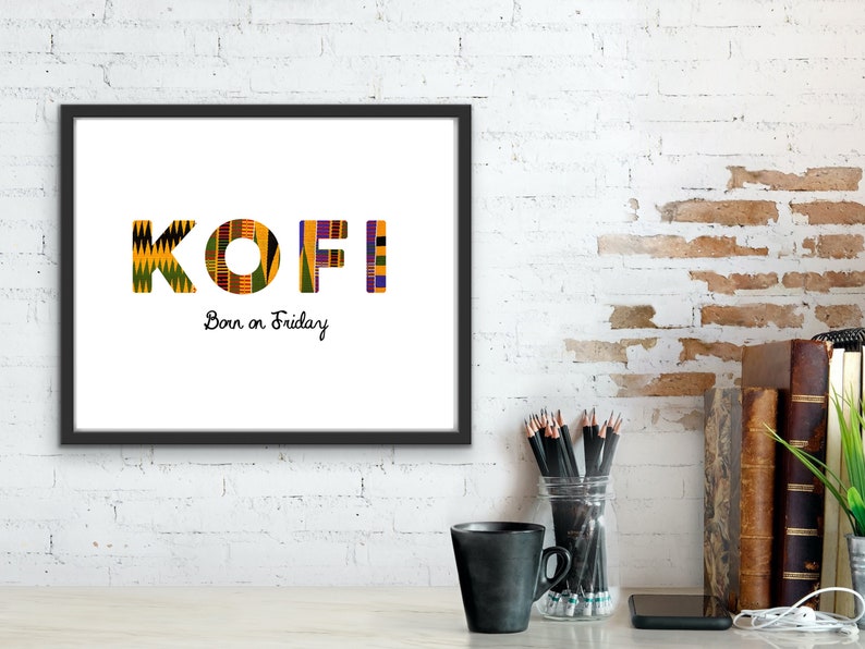 Kofi ~ Friday Born Male in Kente | Digital Print | African Wall Art ...