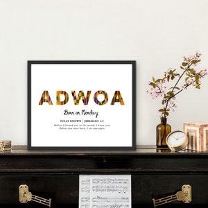 Adwoa ~ Monday Born Female in Kente | Digital Print | African Wall Art ...