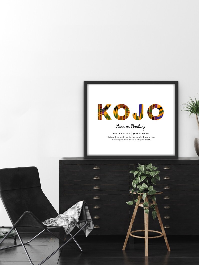 Kojo ~ Monday Born Male in Kente | Digital Print | African Wall Art ...