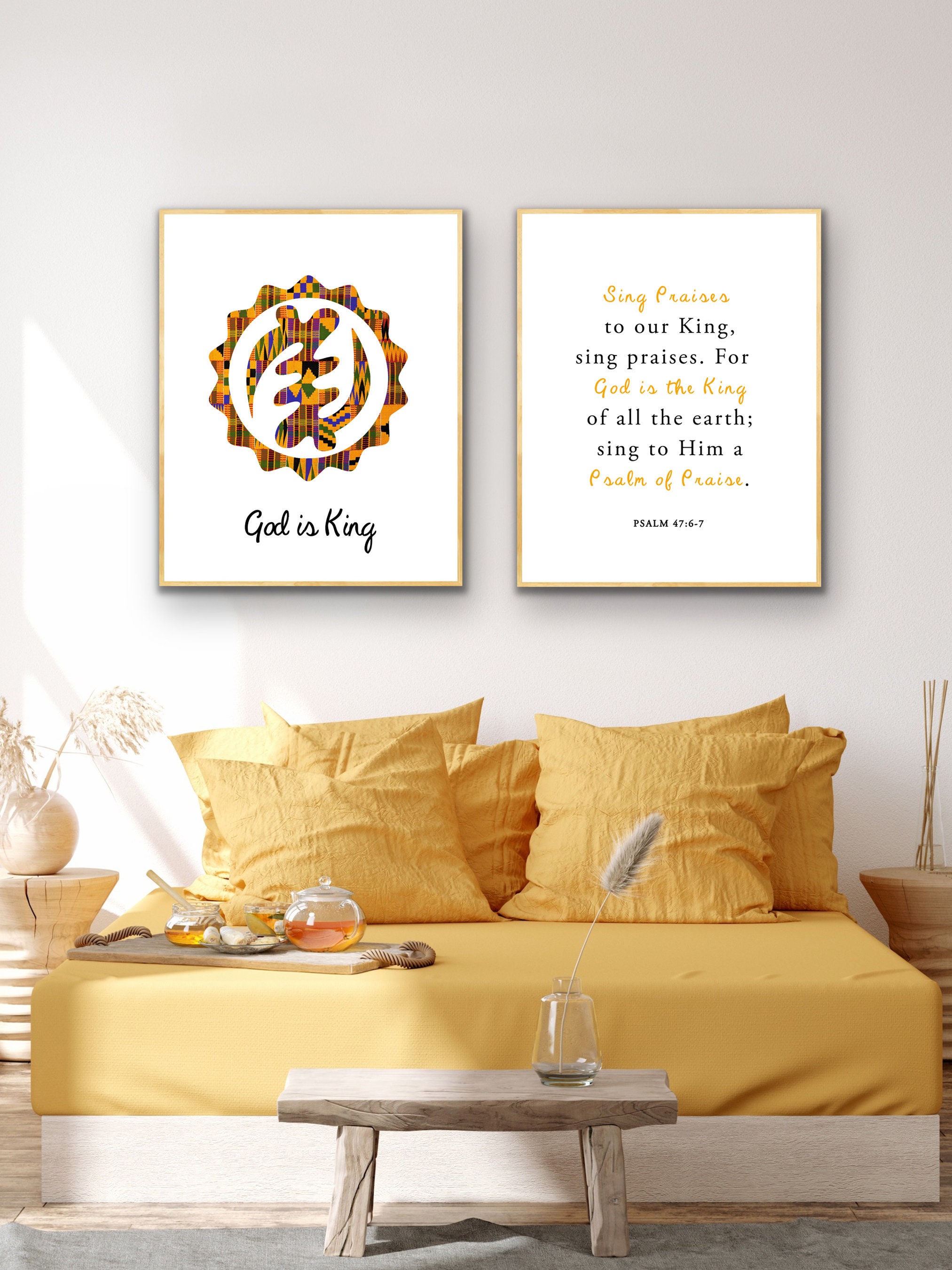 Nyame Ye Ohene ~ God is King in Kente | Digital Print | African Wall ...