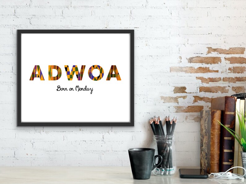Adwoa ~ Monday Born Female in Kente | Digital Print | African Wall Art ...
