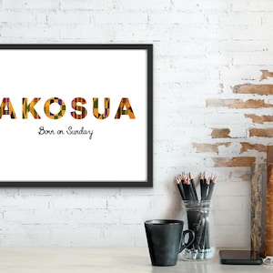 Akosua ~ Sunday Born Female in Kente | Digital Print | African Wall Art ...