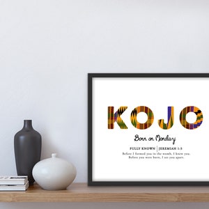 Kojo ~ Monday Born Male in Kente | Digital Print | African Wall Art ...