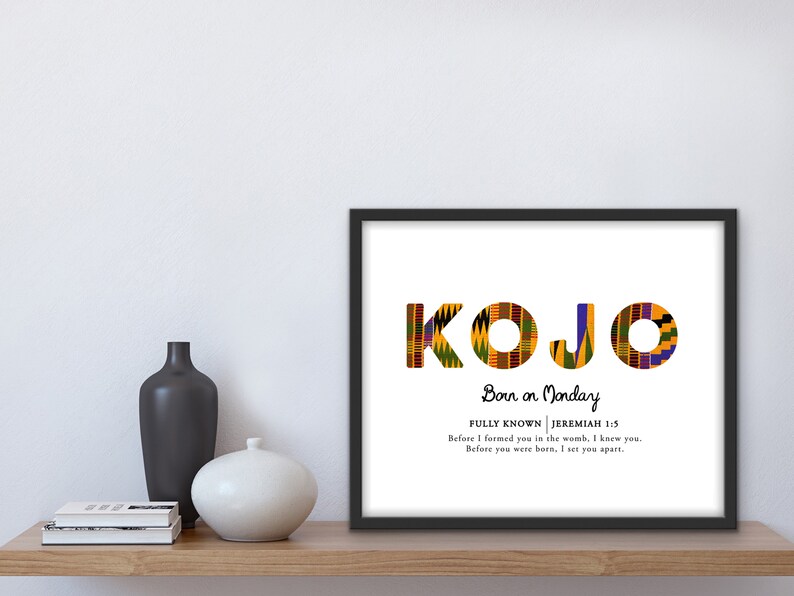 Kojo ~ Monday Born Male in Kente | Digital Print | African Wall Art ...