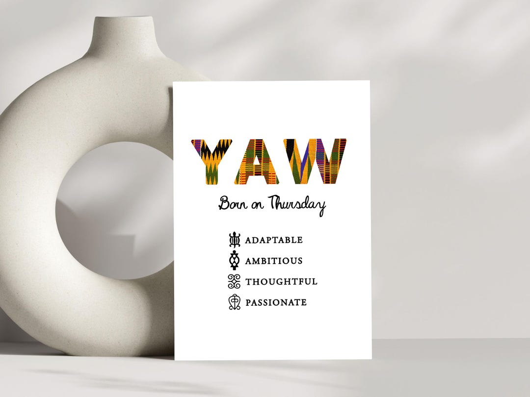 Yaw/ Ekow X Adinkra A5 Greeting Card ~ Thursday Born Male in Kente ...