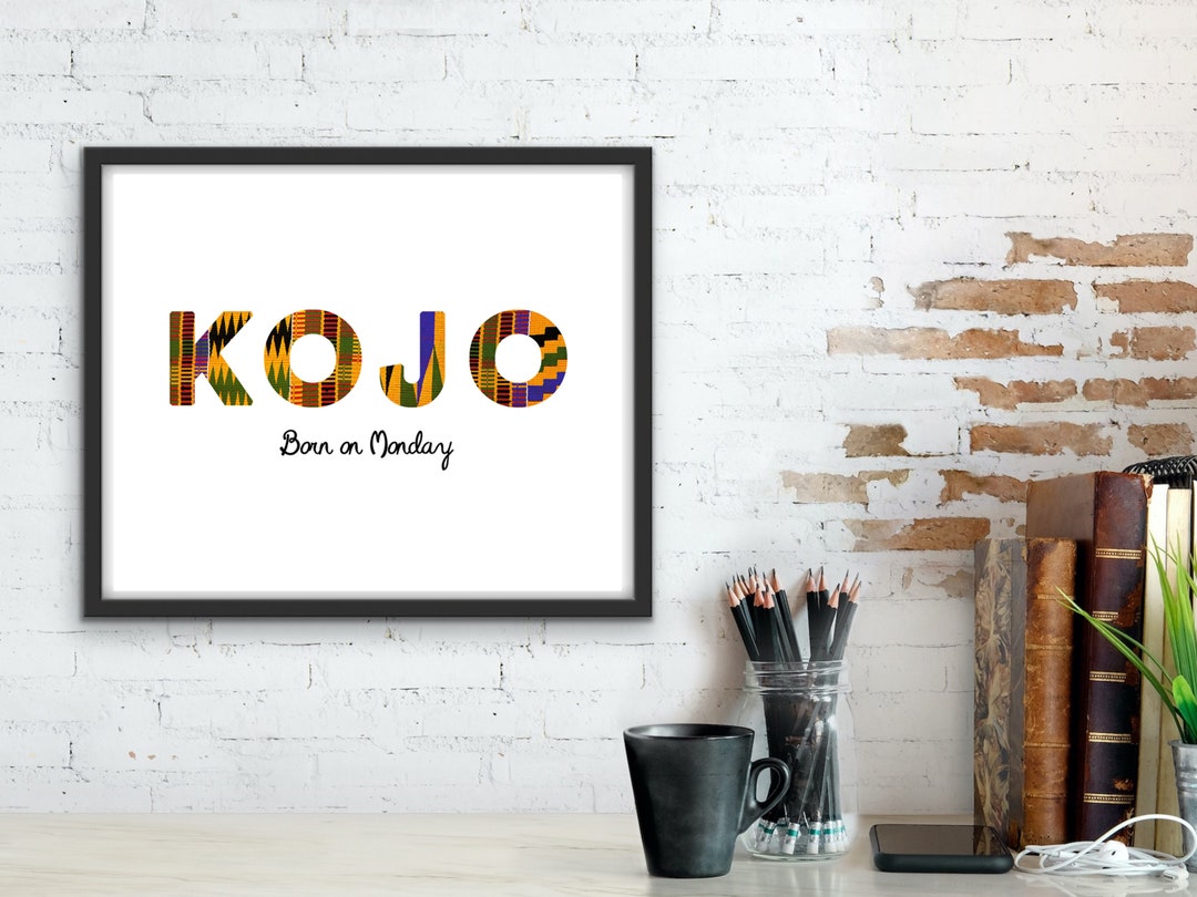 Kojo ~ Monday Born Male in Kente | Digital Print | African Wall Art ...