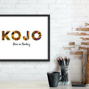 Kojo ~ Monday Born Male in Kente | Digital Print | African Wall Art ...