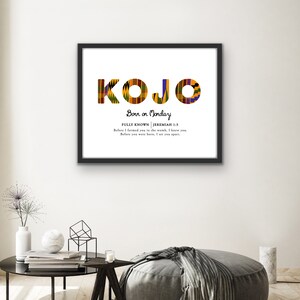 Kojo ~ Monday Born Male in Kente | Digital Print | African Wall Art ...
