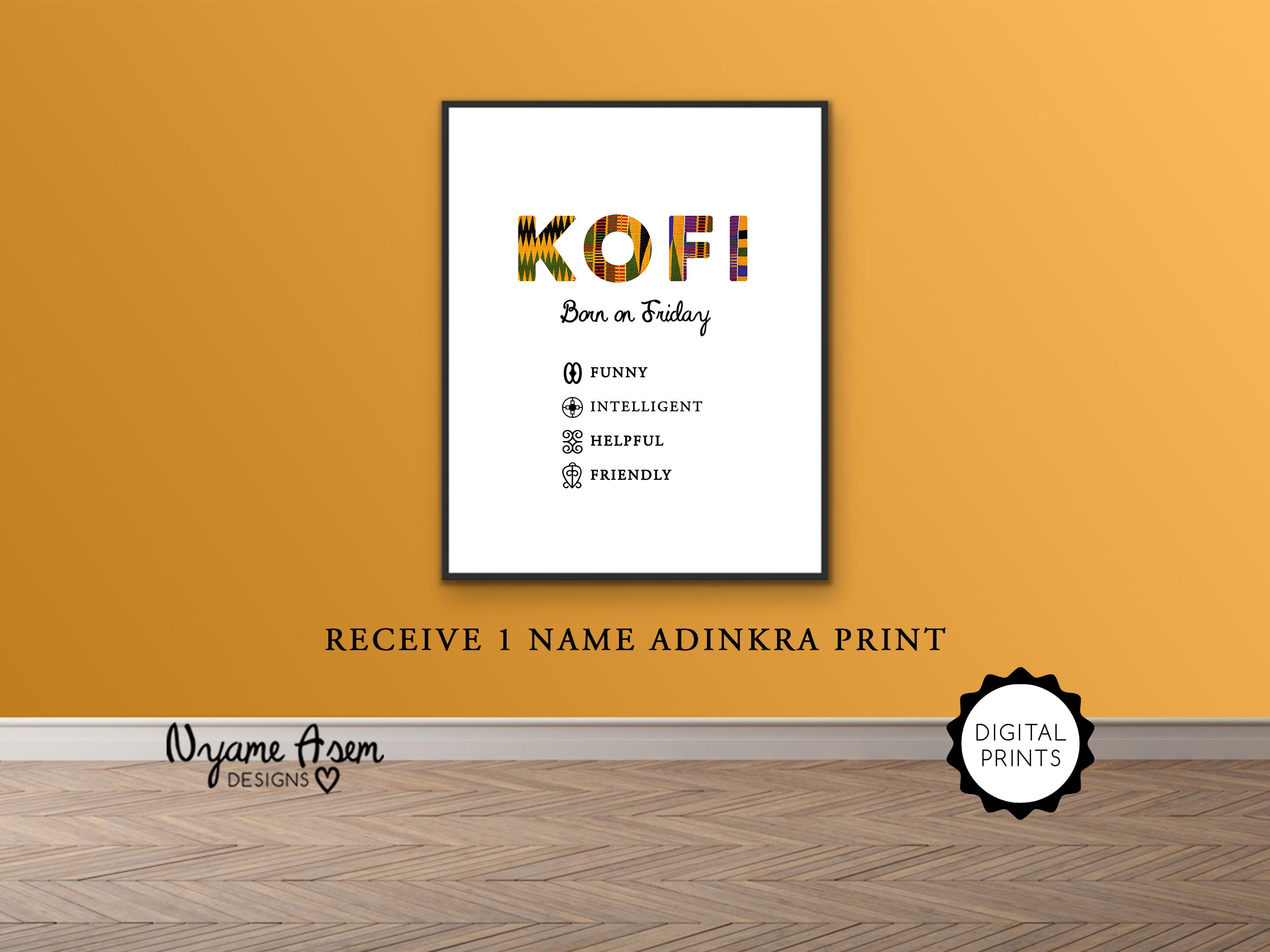 Kofi X Adinkra ~ Friday Born Male in Kente | Digital Print | African ...